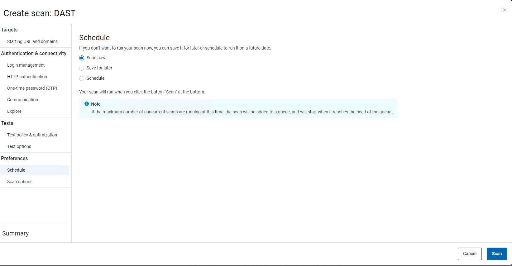 Creating a web application scan