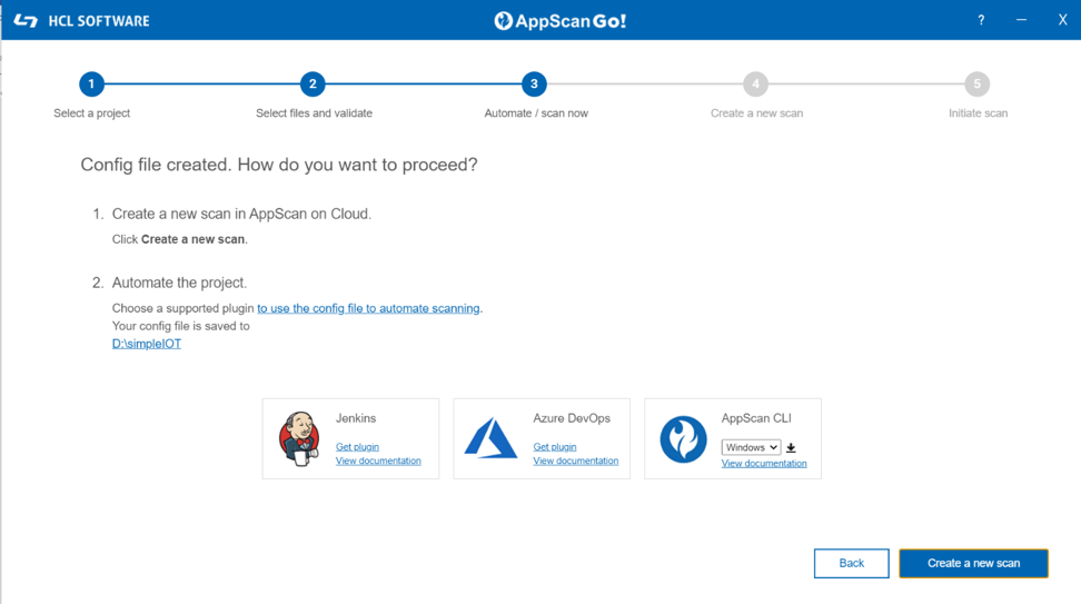 使用 AppScan Go! 配置扫描