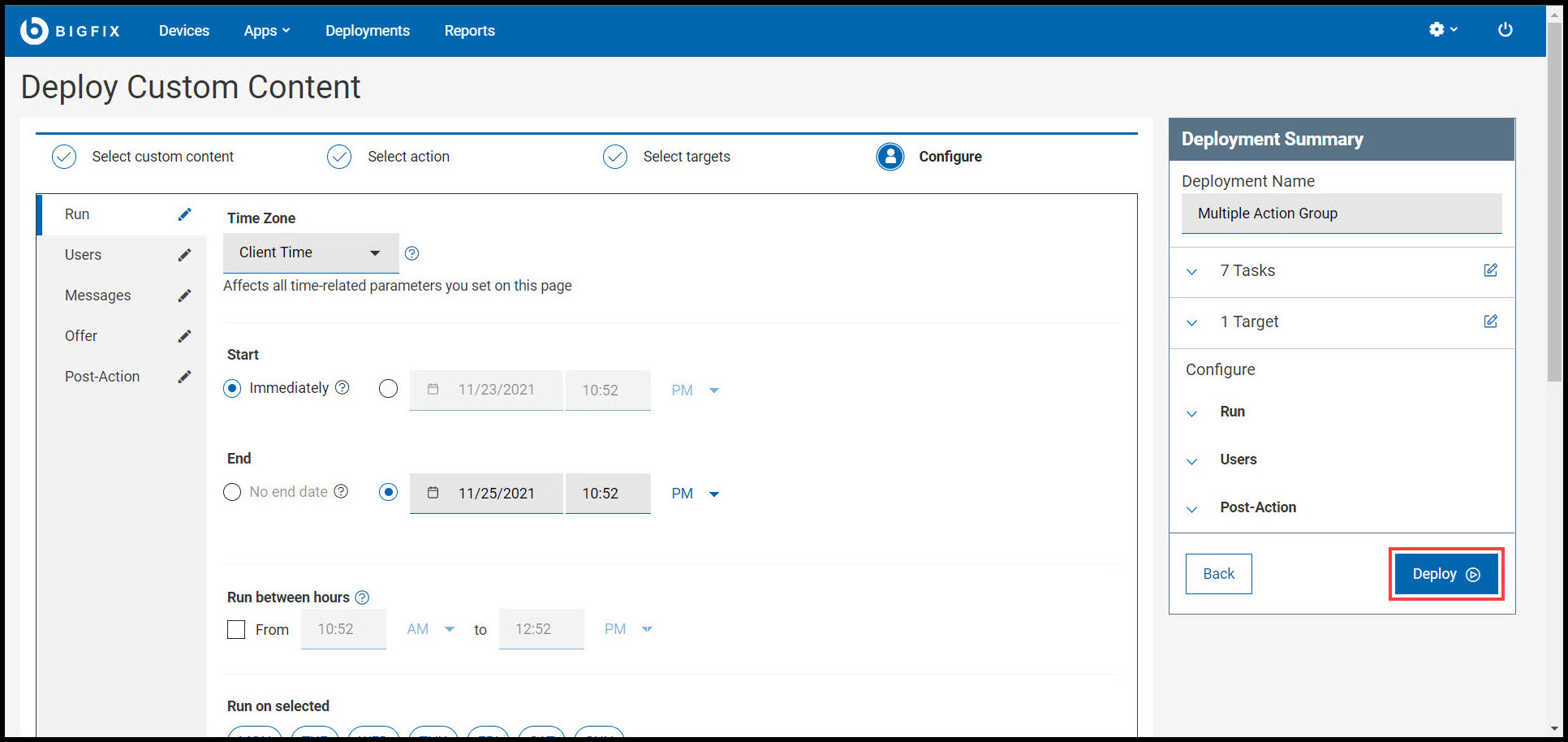 Deploying a custom checklist