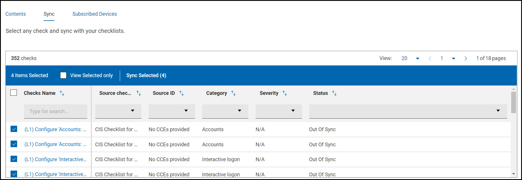 Viewing a custom checklist