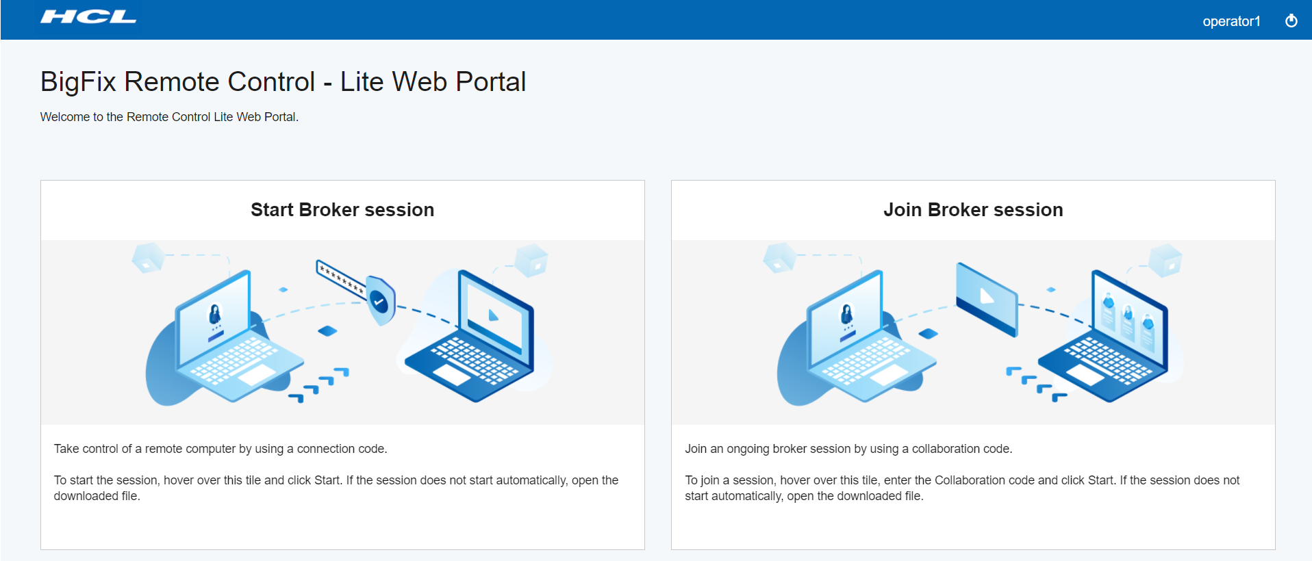 Starting a session through Lite Web Portal