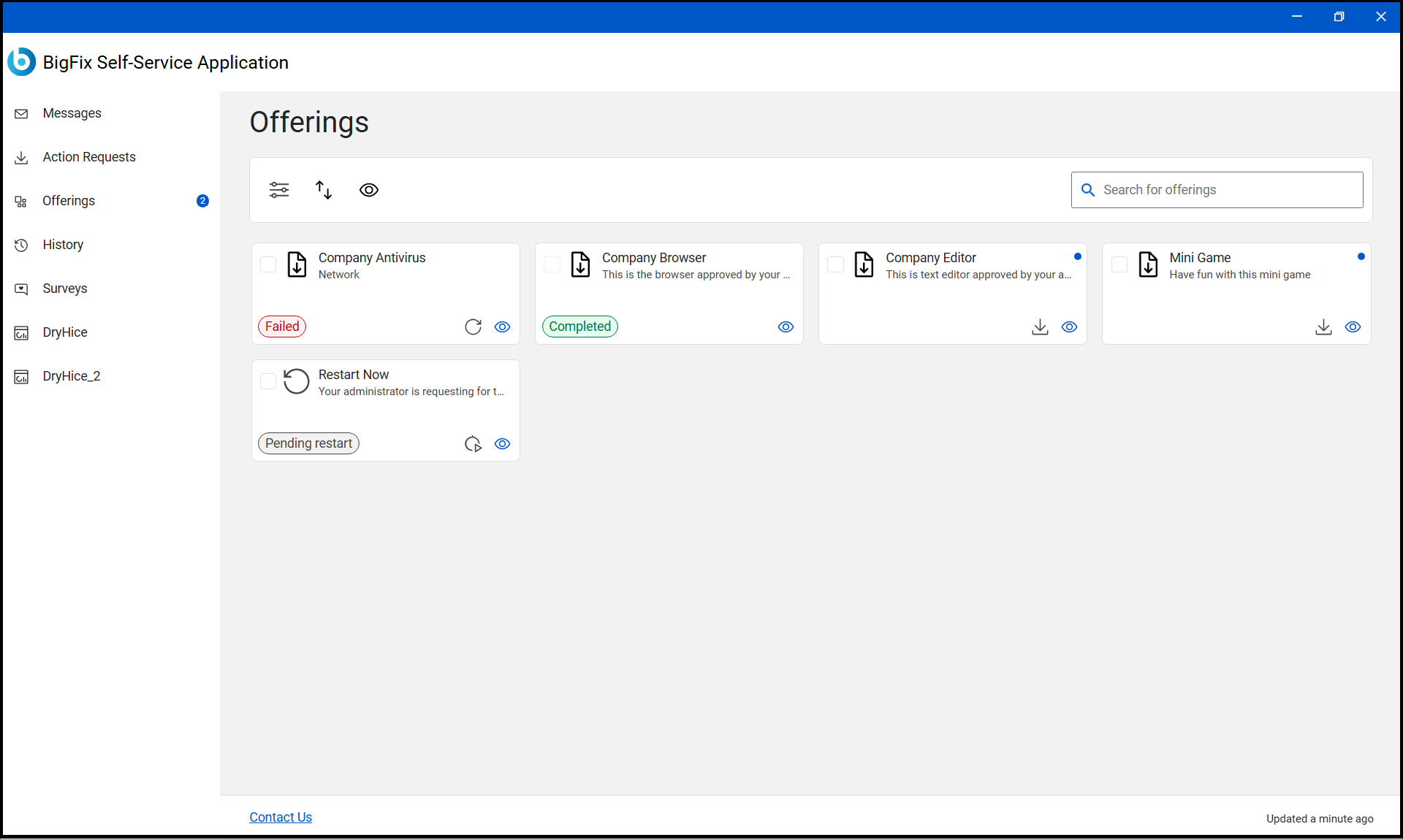 Managing BigFix Offers on Your Device