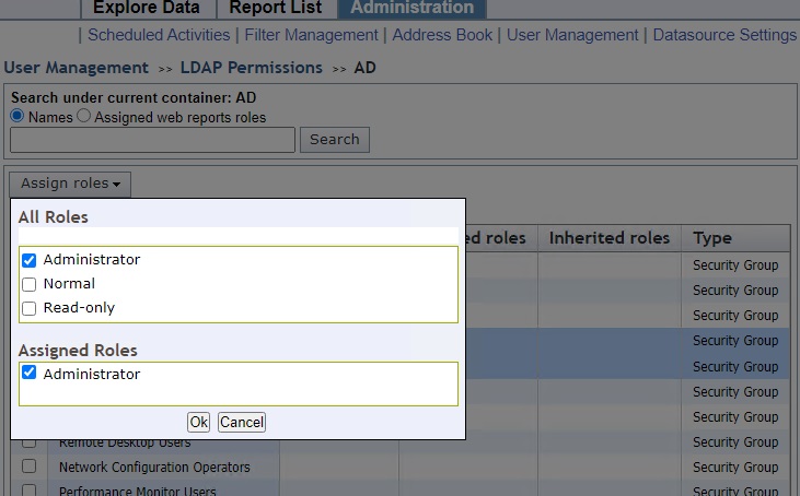 Step 2: Assign a Web Reports role to LDAP users or groups
