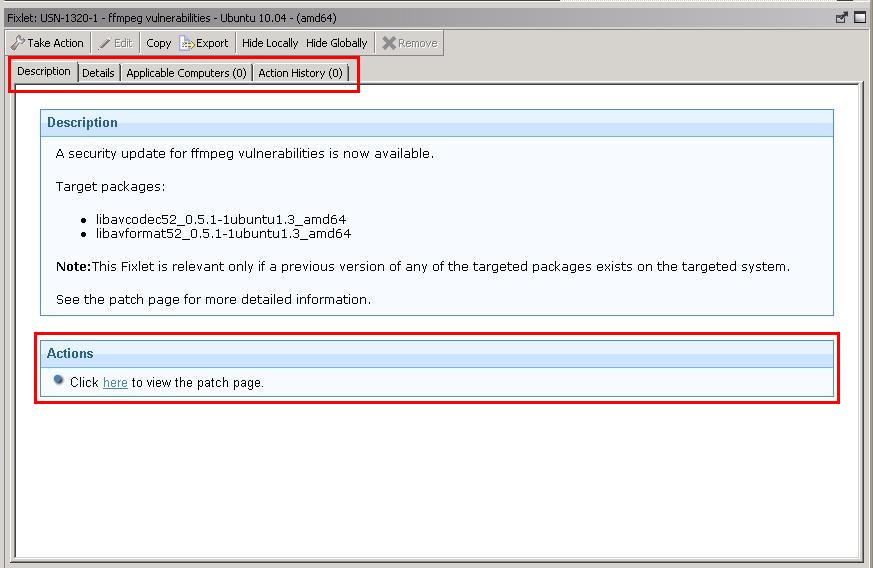 Fixlet を使用したパッチ