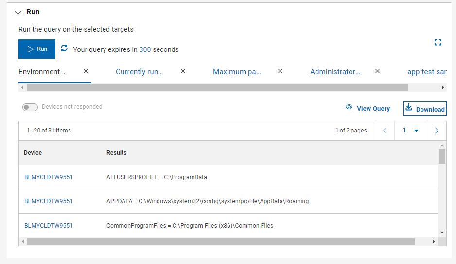 Running a sample query