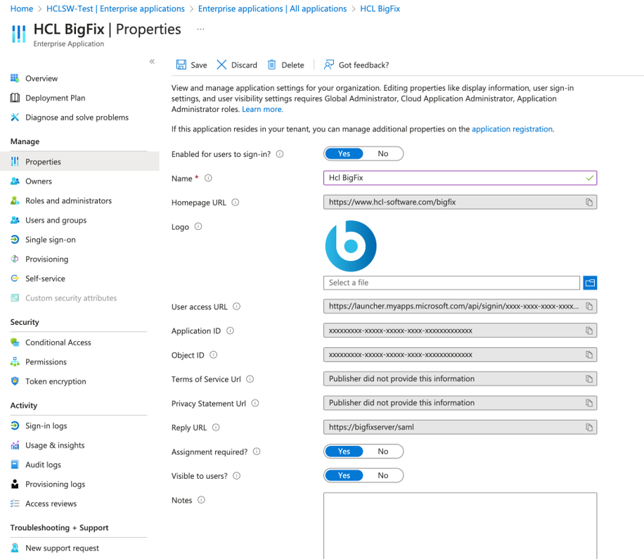 BigFix App Registration on Microsoft Entra ID