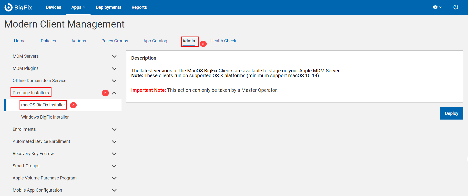 Prestage macOS BigFix installer