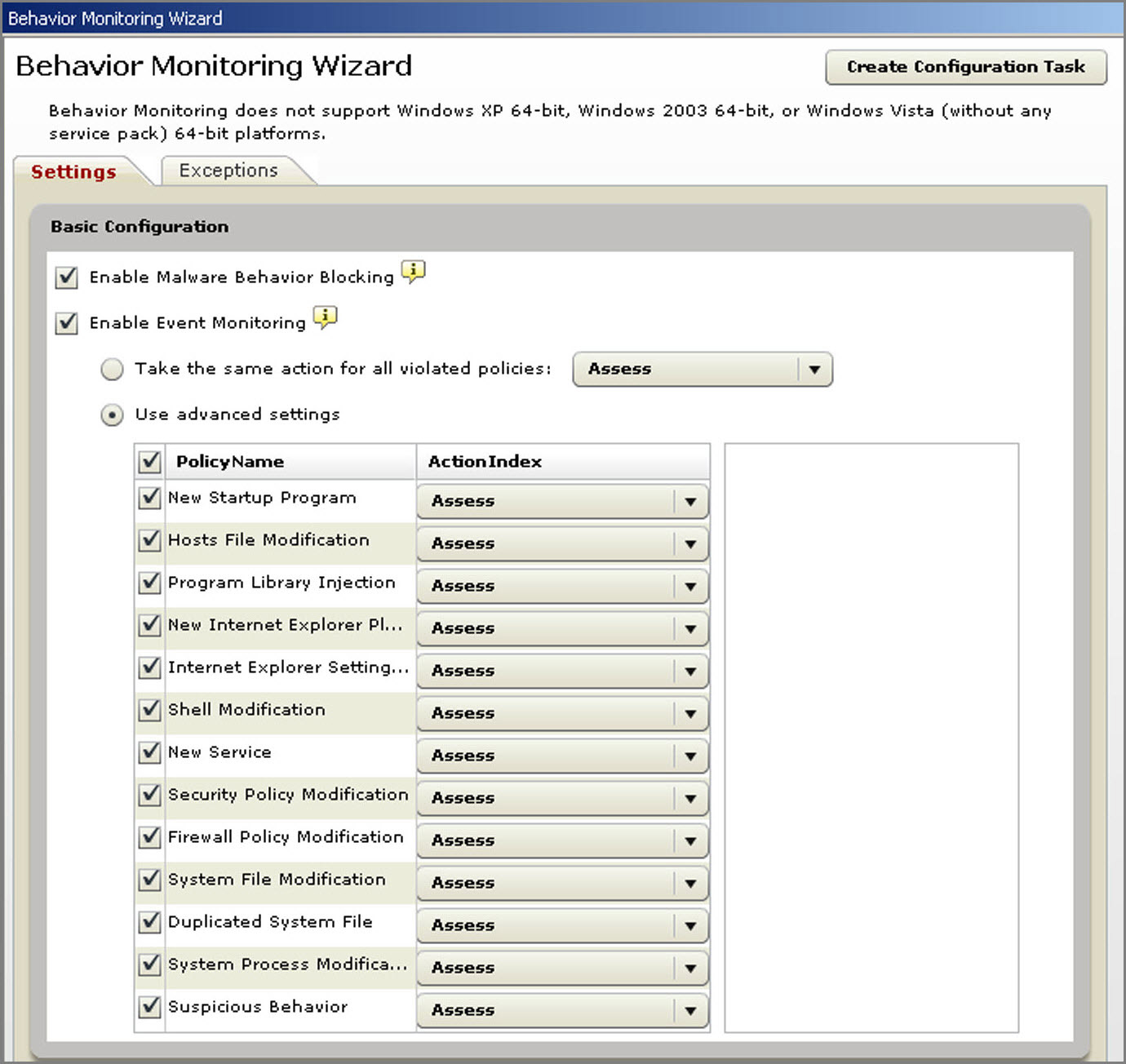 Configure Behavior Monitoring Settings