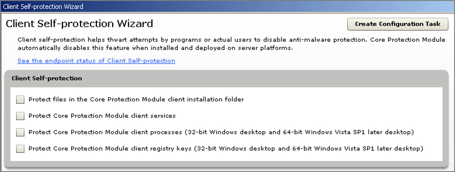 Client Self-Protection Settings