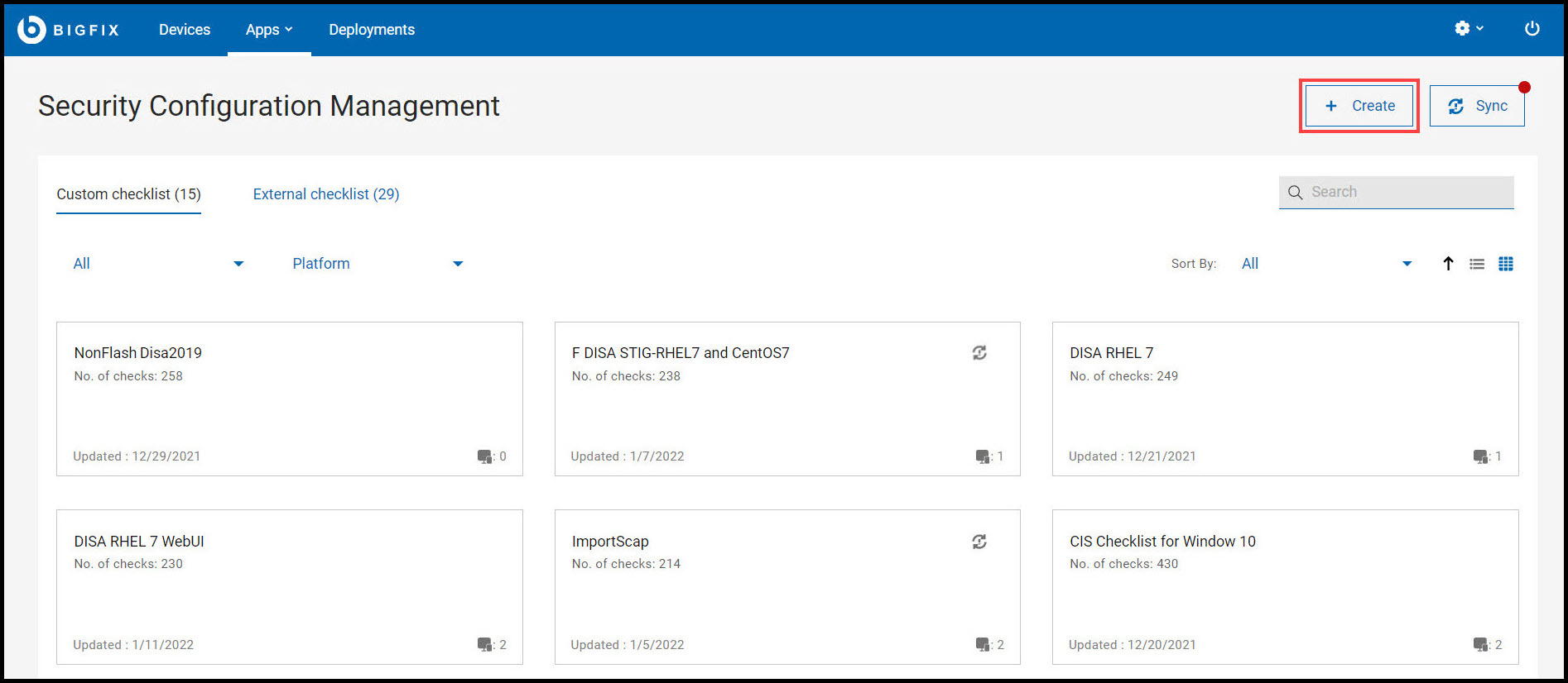 Creating custom checklist