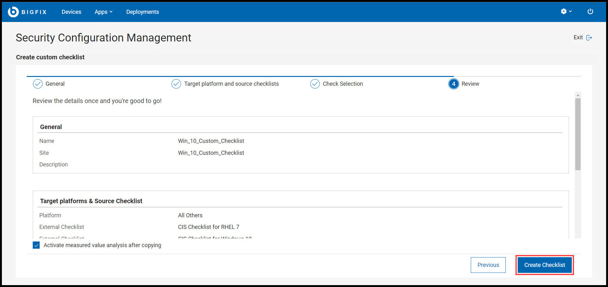 Creating a custom checklist