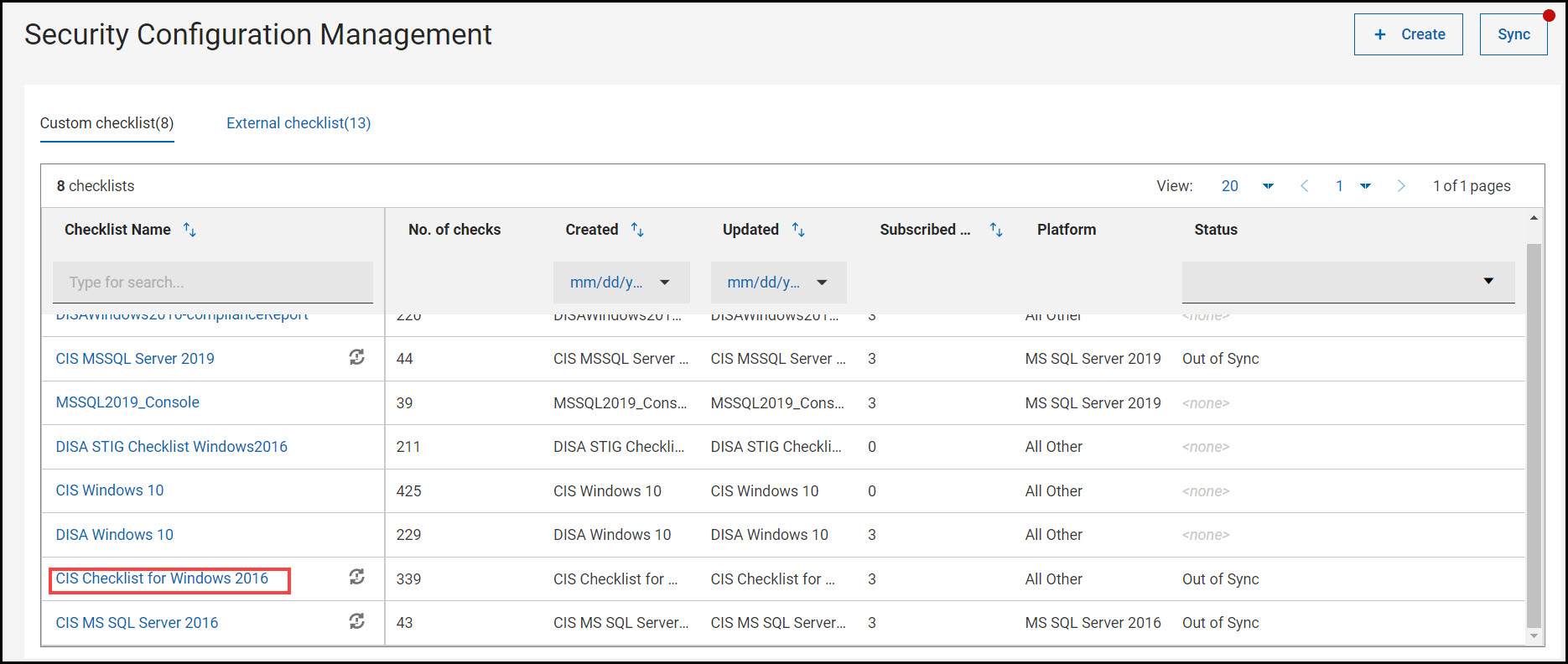 Deploying a custom checklist