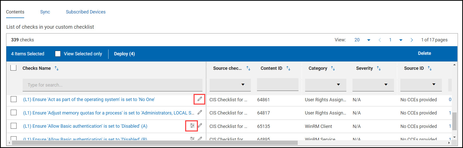 Viewing a custom checklist