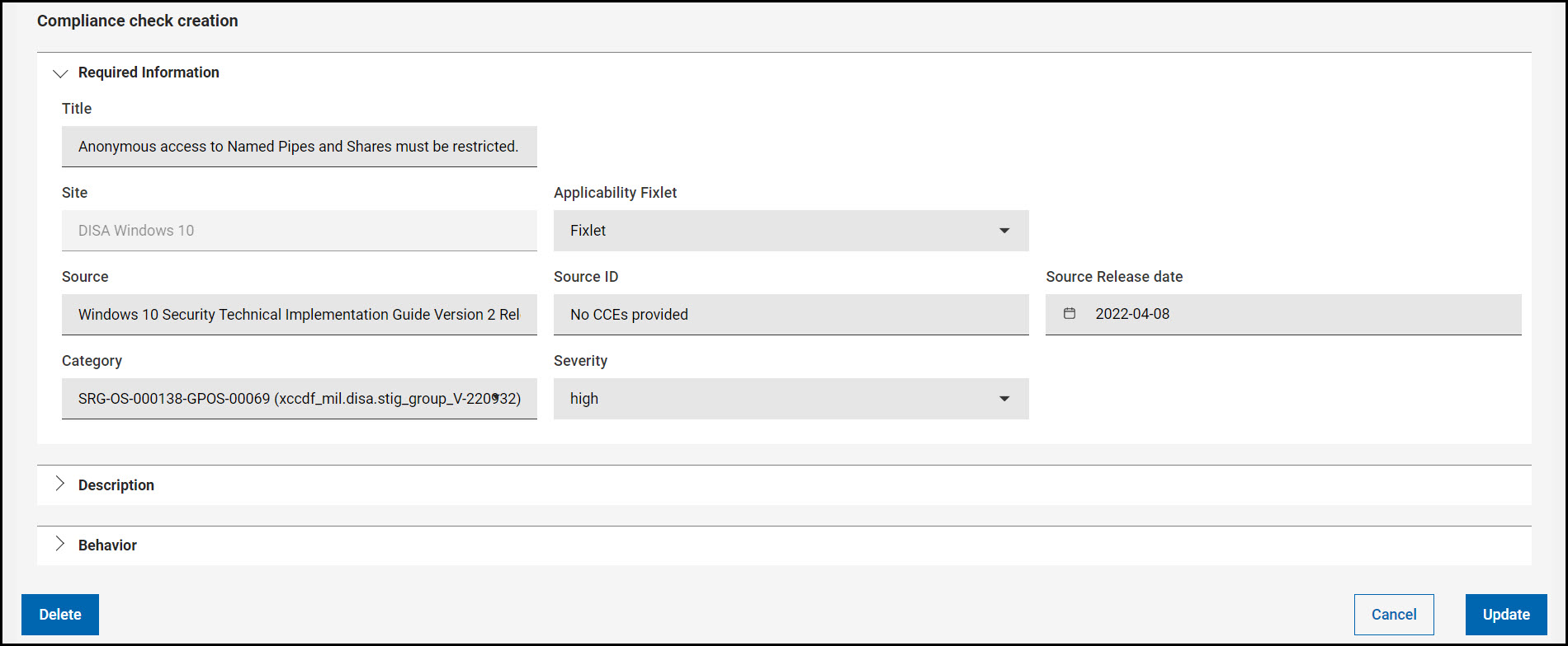 Editing a custom check
