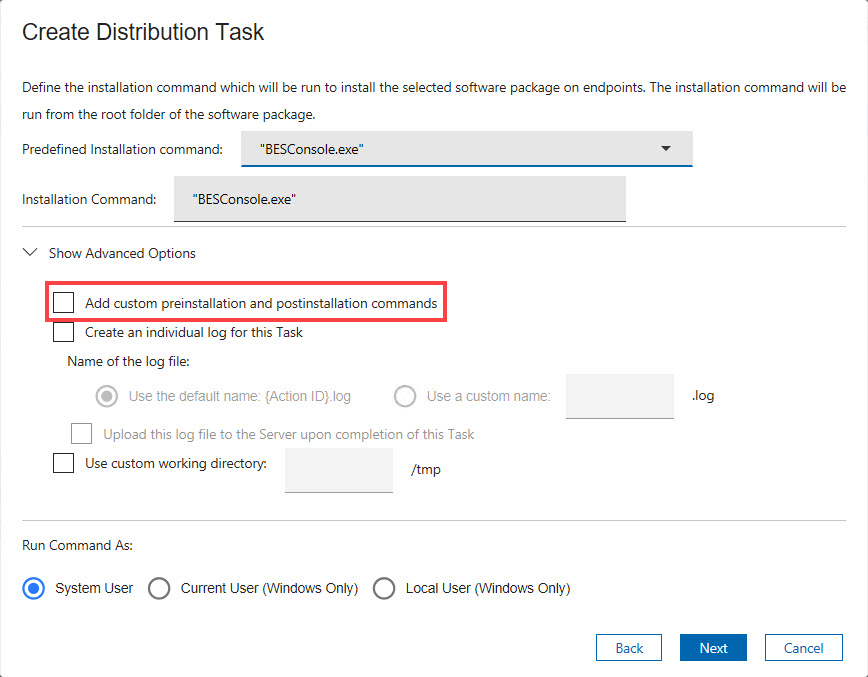 Adding preinstallation and postinstallation commands
