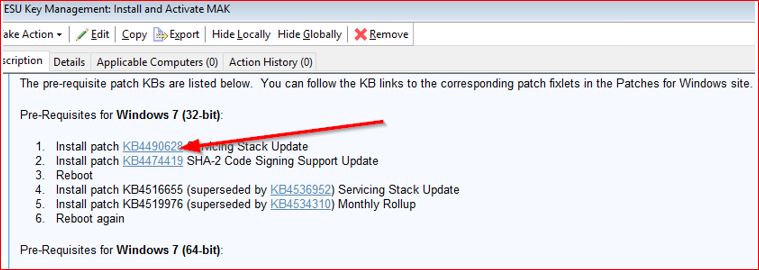 Preparing endpoints to accept ESU patches
