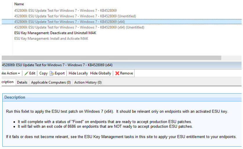 Preparing endpoints to accept ESU patches