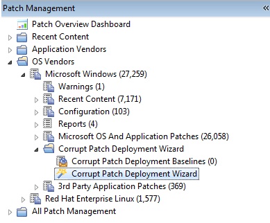 Using the Corrupt Patch Deployment wizard
