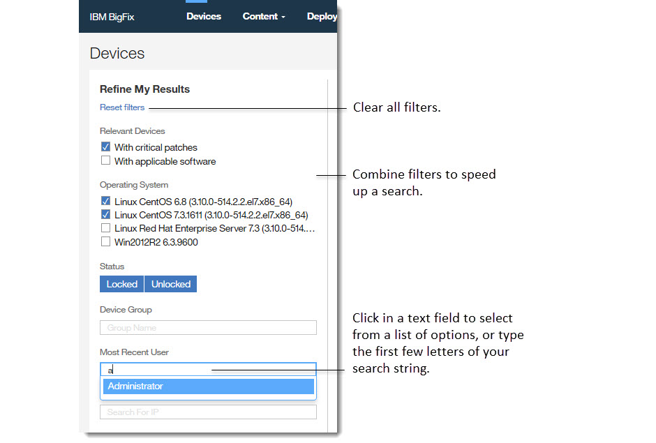 Filters and Search Tools