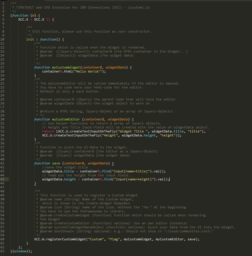 Creating a custom widget with the custom widget API - HCL Connections 8.0 CR11 Help Center