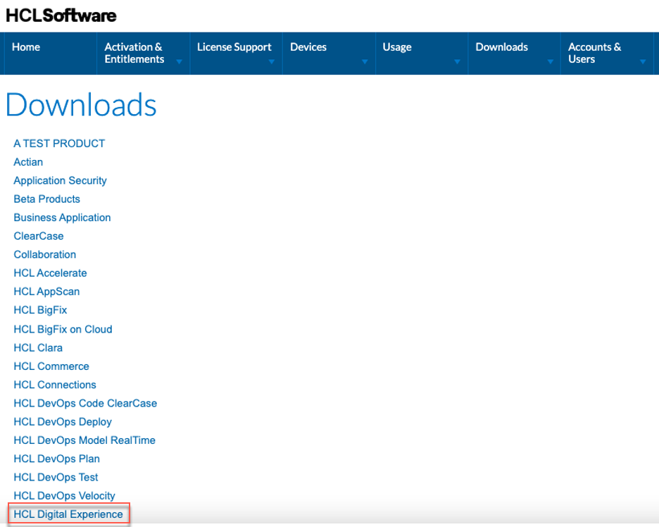 Locating Downloads - HCL Digital Experience Help Center