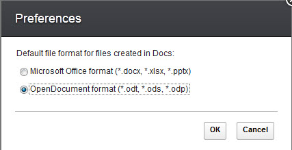 Changing the default file format of documents