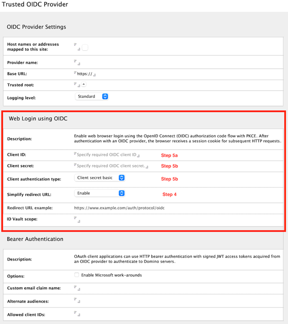 Configuring Web login with OIDC for web users