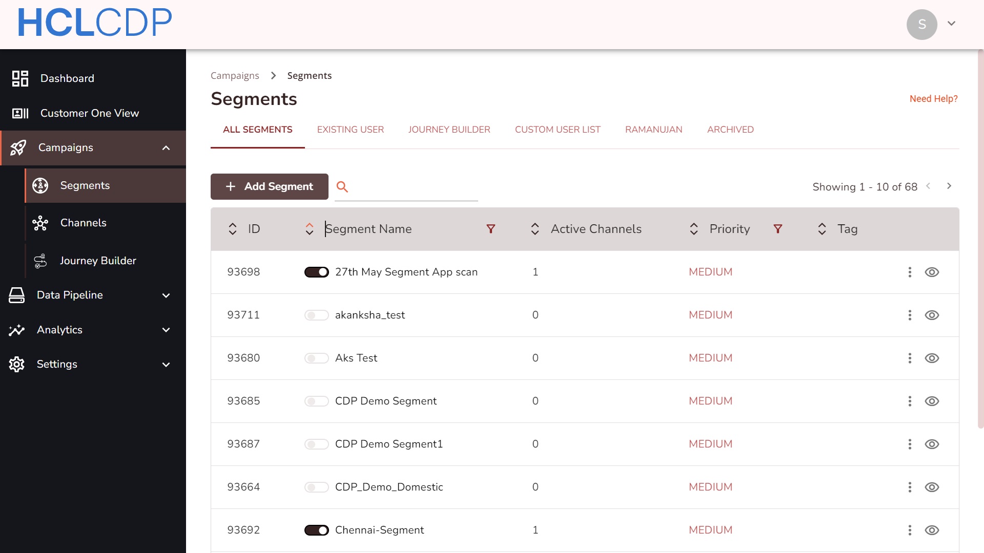 Creating and Managing Segments