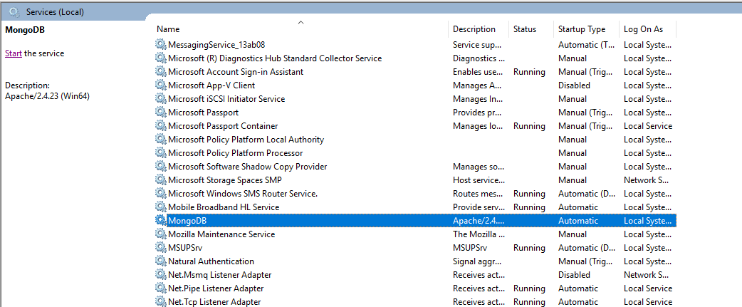 Start MongoDB Service