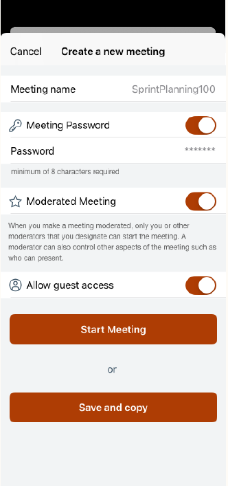 Create a meeting