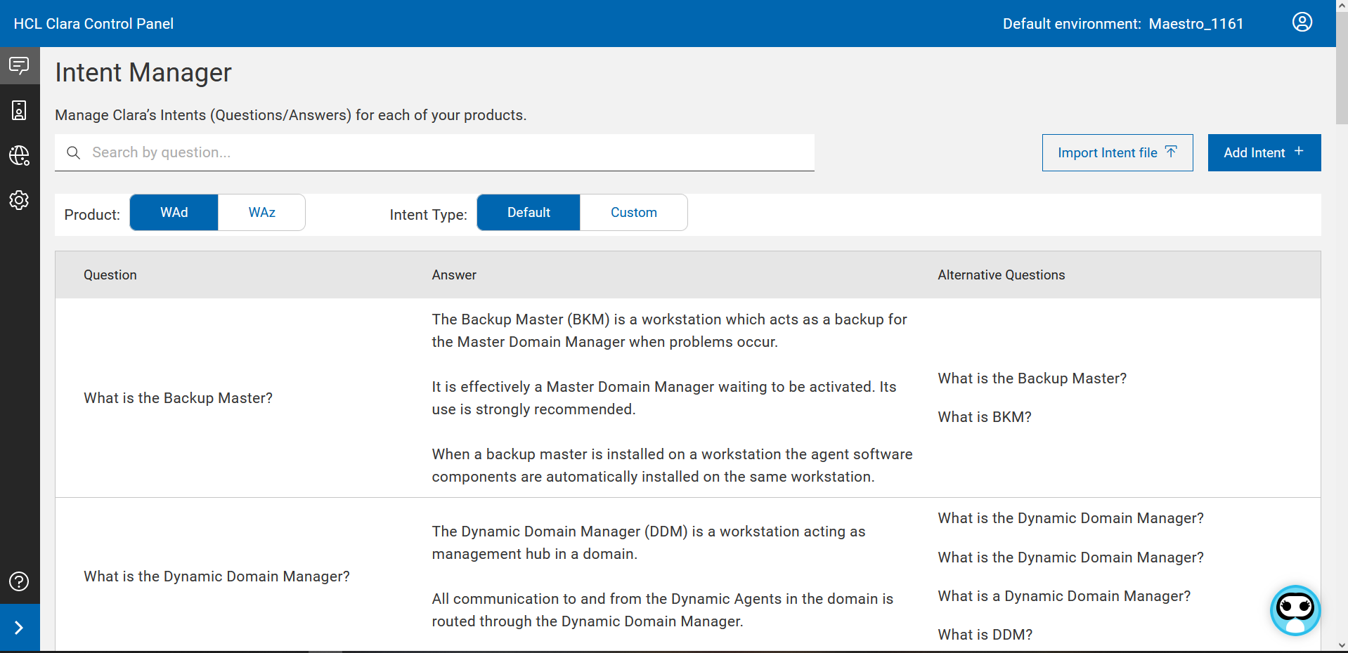 Managing the Intents