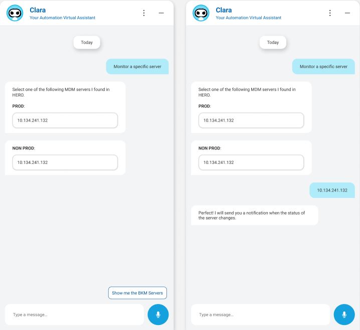 Clara monitors your servers through HERO