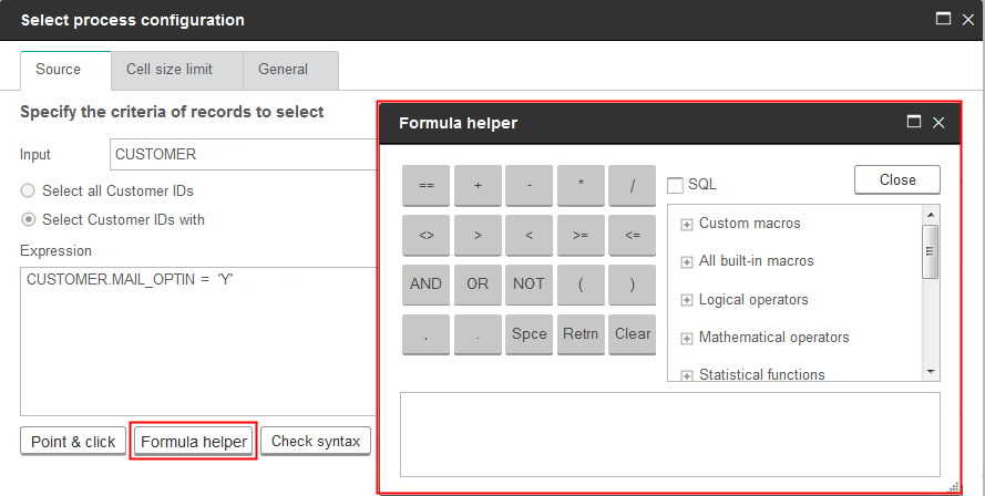 Creating queries with Formula helper