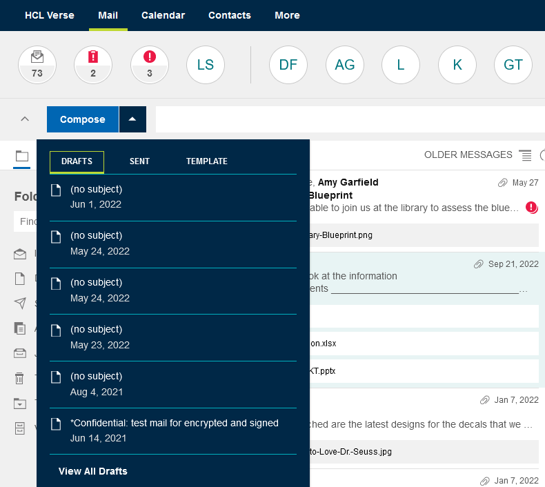 Where are my drafts, sent mail, and templates?