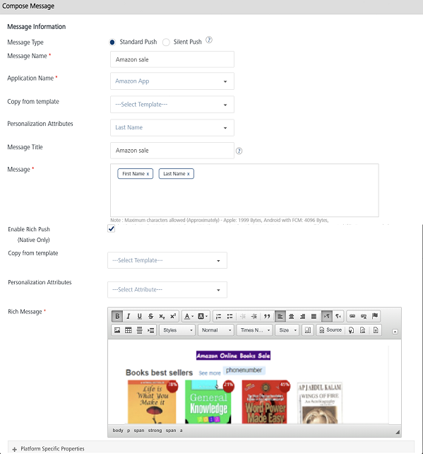 Modifying a Push Message - HCL Volt MX Documentation