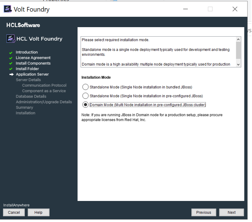 Domain Mode (Multi node Installation in pre-configured JBoss cluster - HCL Volt MX Documentation