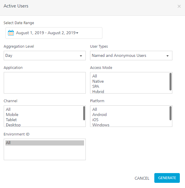 User Activity Reports - HCL Volt MX Documentation